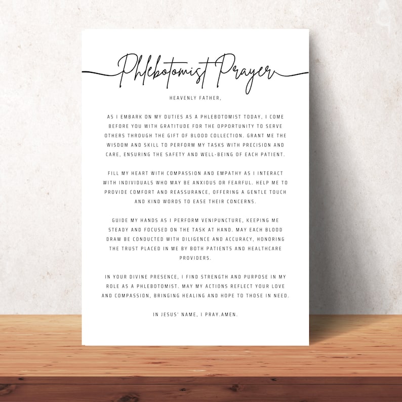 Phlebotomist Prayer Wall Art Printable Poster Christian Office Decor ...