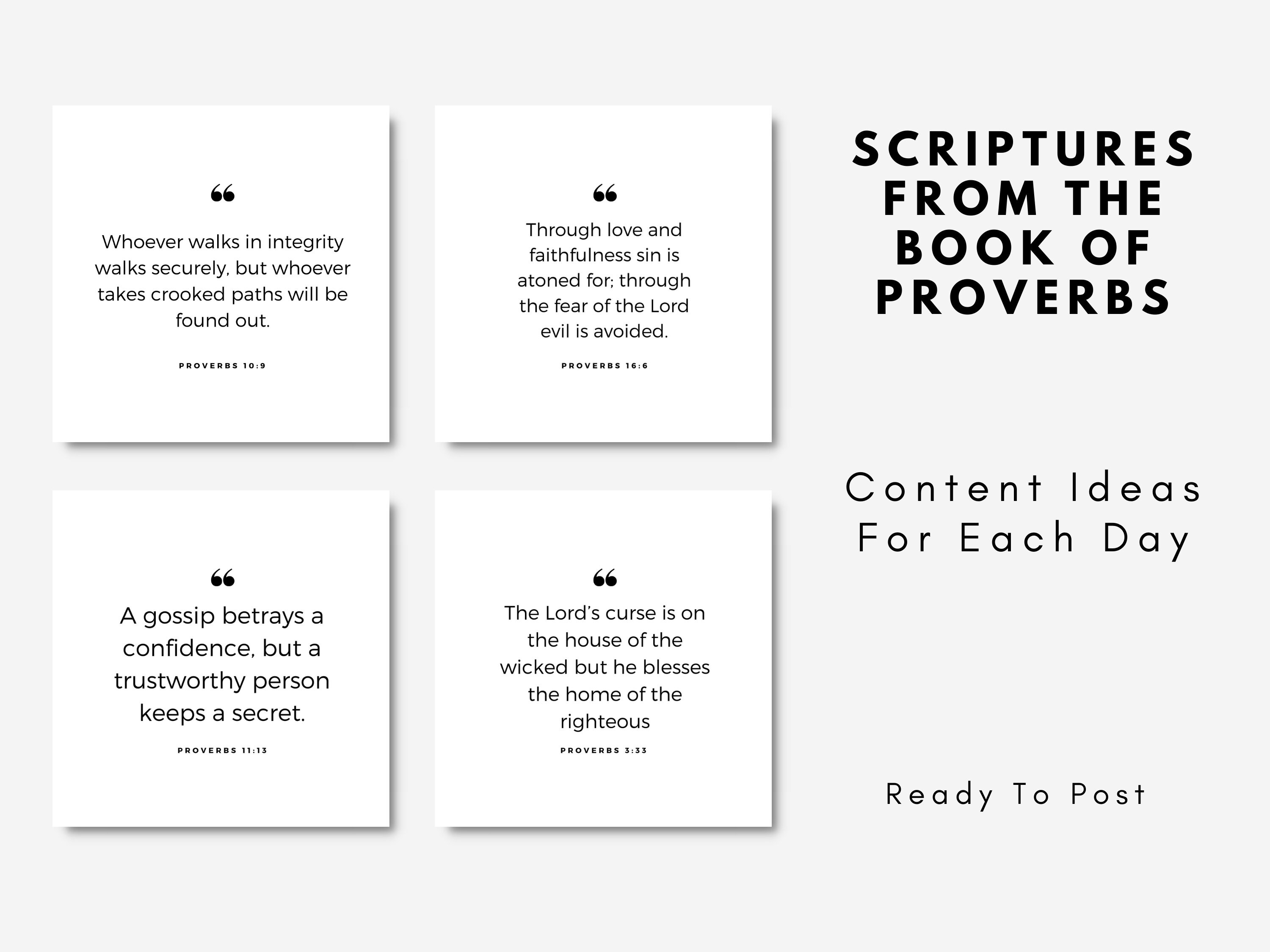 Bible Scriptures From the Book of Proverbs on a White Background Plain ...