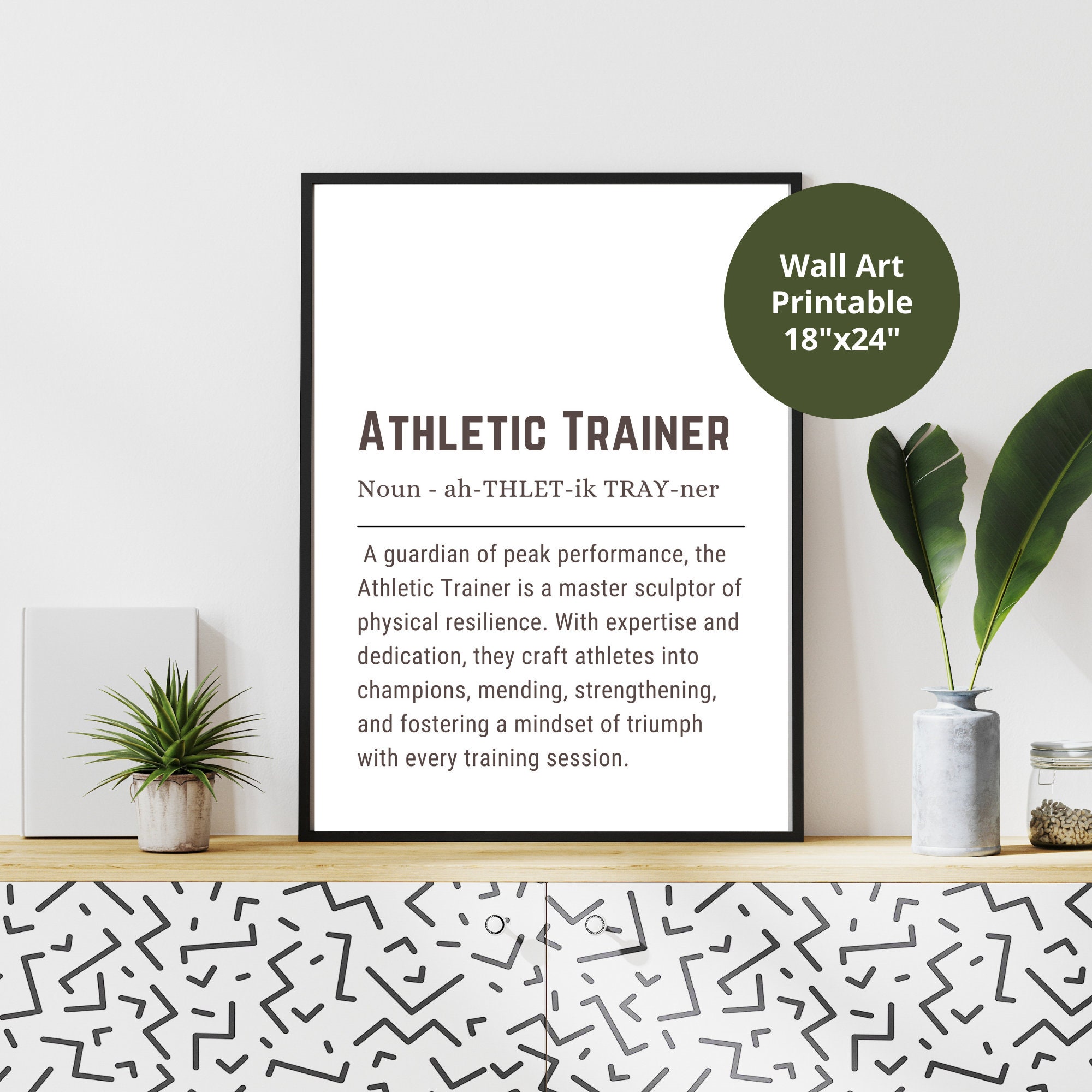 Athletic Trainer Definition Printable Poster Christian Trainer Office ...