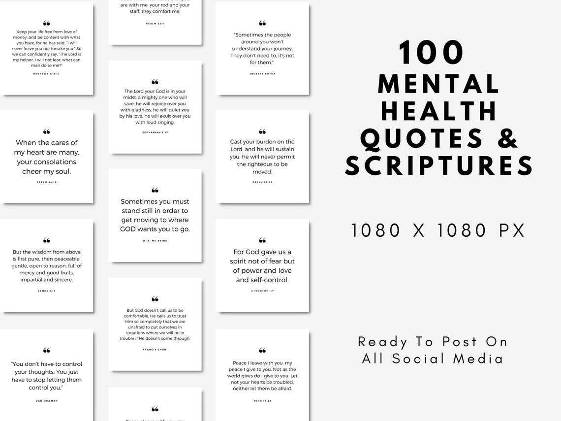 100 Mental Health Christian Quotes and Scriptures, White Bible Verses ...