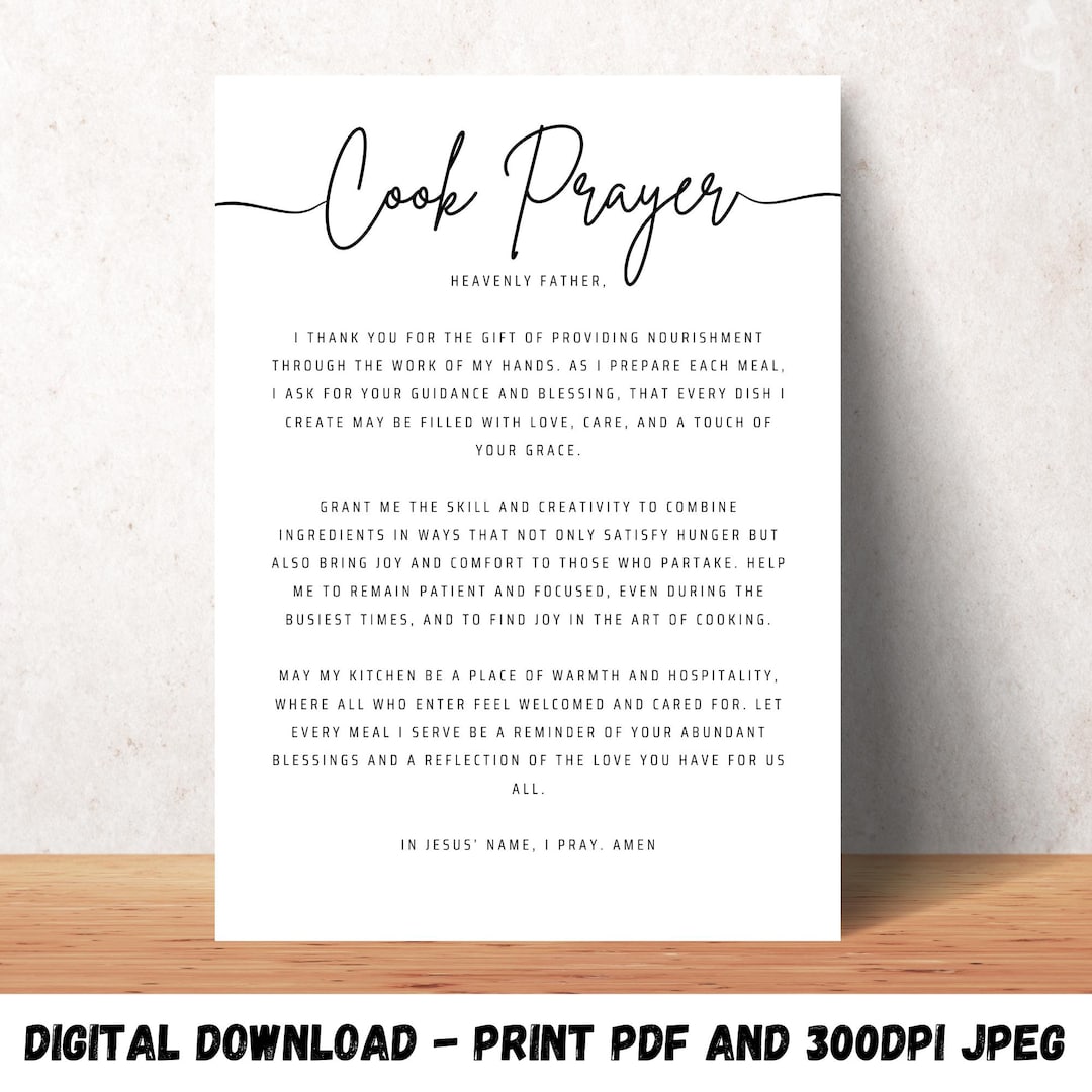 Cook Prayer Wall Art Printable Christian Poster Kitchen Decor Dorm Room ...