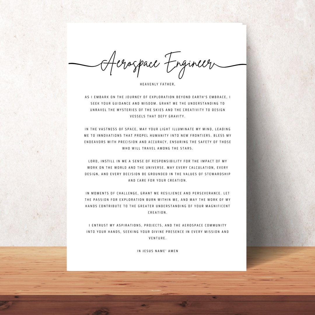 Aerospace Engineer Prayer Wall Art Printable Christian Decor Digital ...