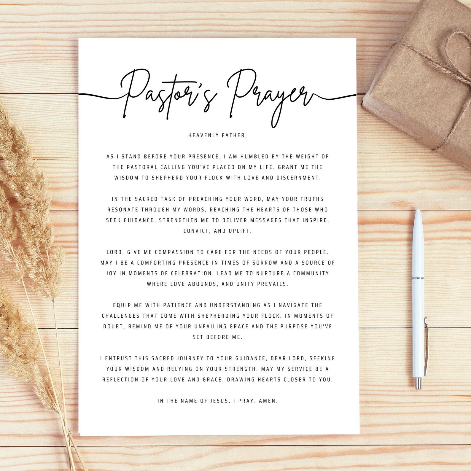 Pastor's Prayer Wall Art Printable Christian Church Office Decor ...
