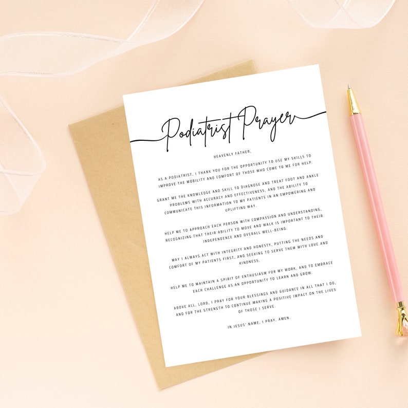 Podiatrist Prayer Wall Art Printable Christian Podiatrist Office Decor ...