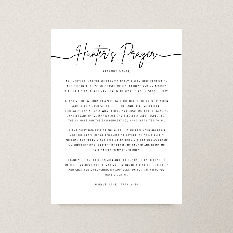 A Hunter's Prayer Decor Sign Printable Wall Art Hunting Gift Man Cave ...