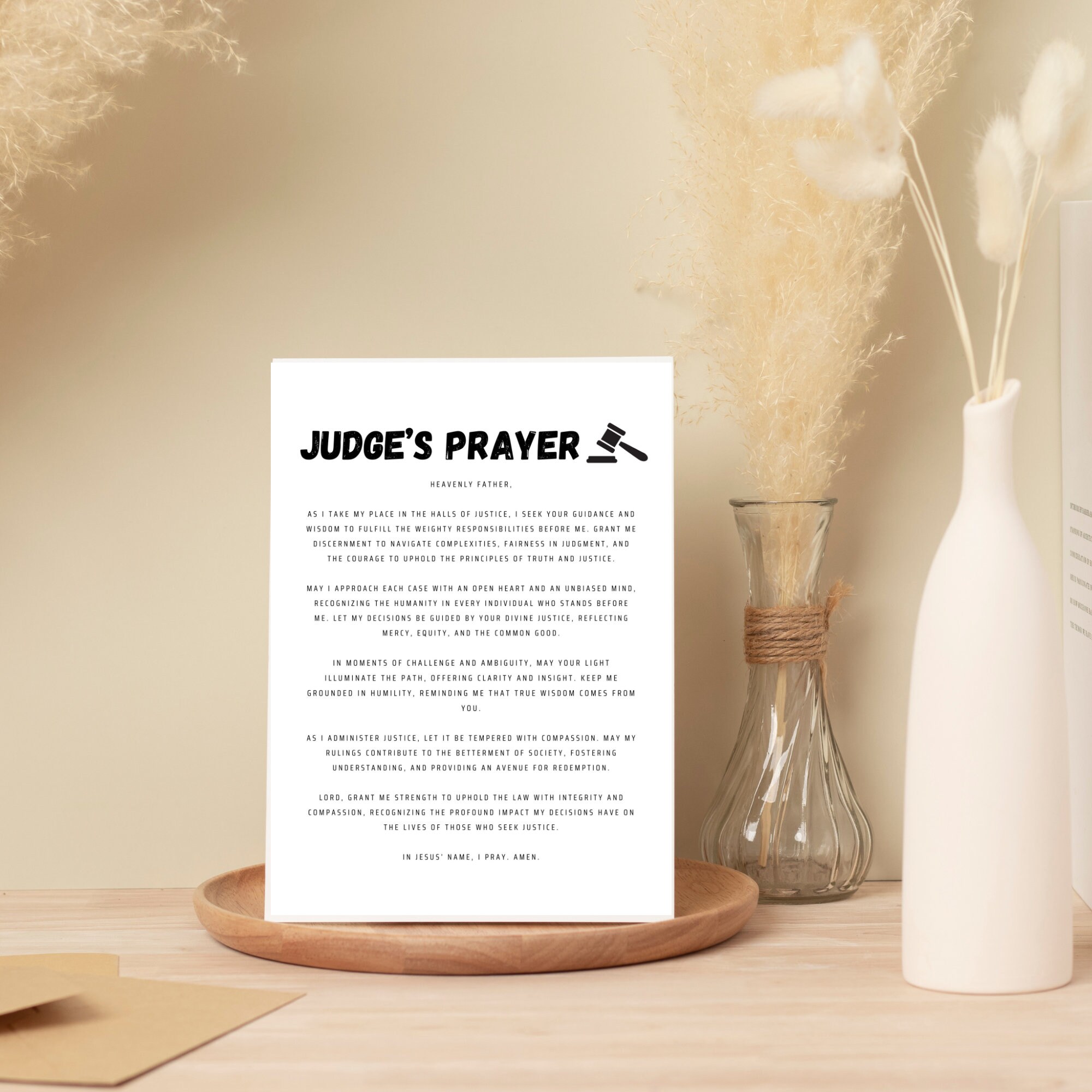 Judge Prayer Wall Art Printable Christian Judge's Office Decor Court ...