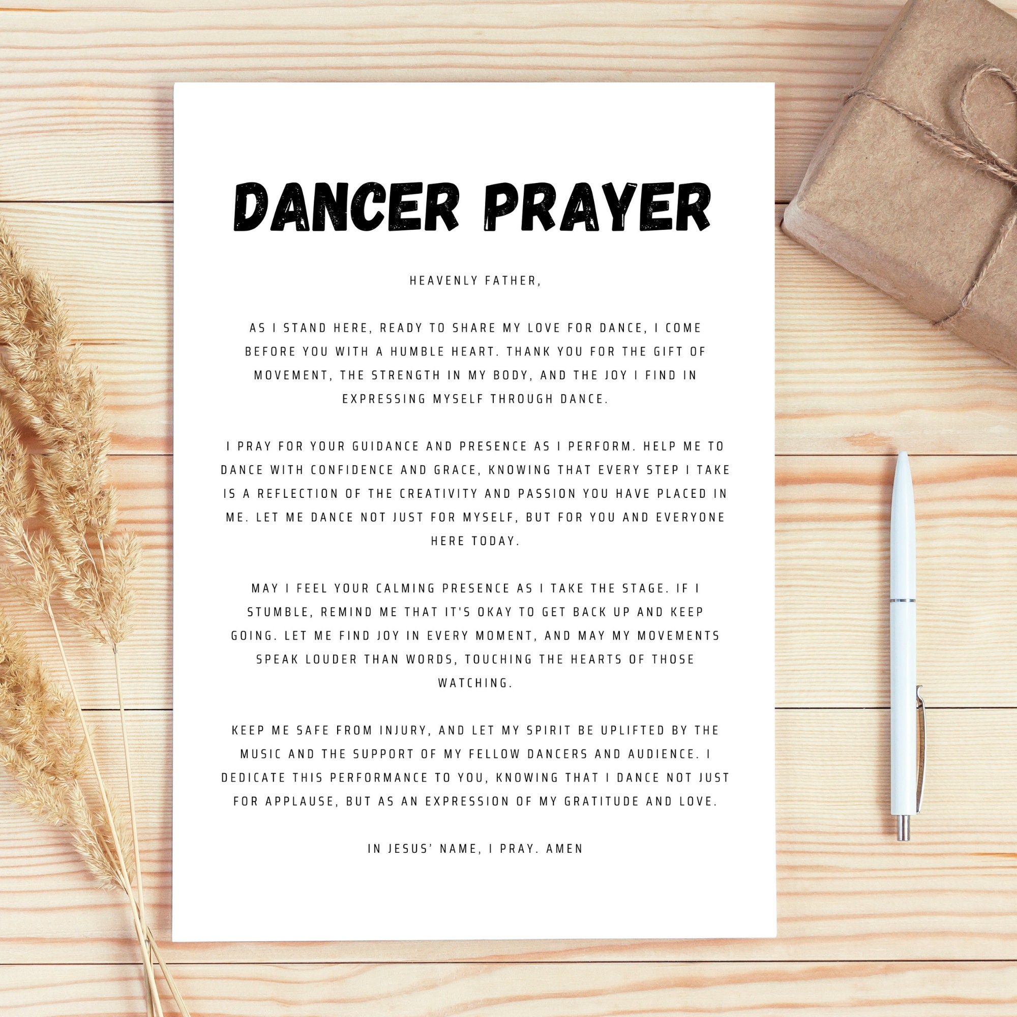 Dancer Prayer Printable Wall Art Prints Studio Decor Christian Poster ...