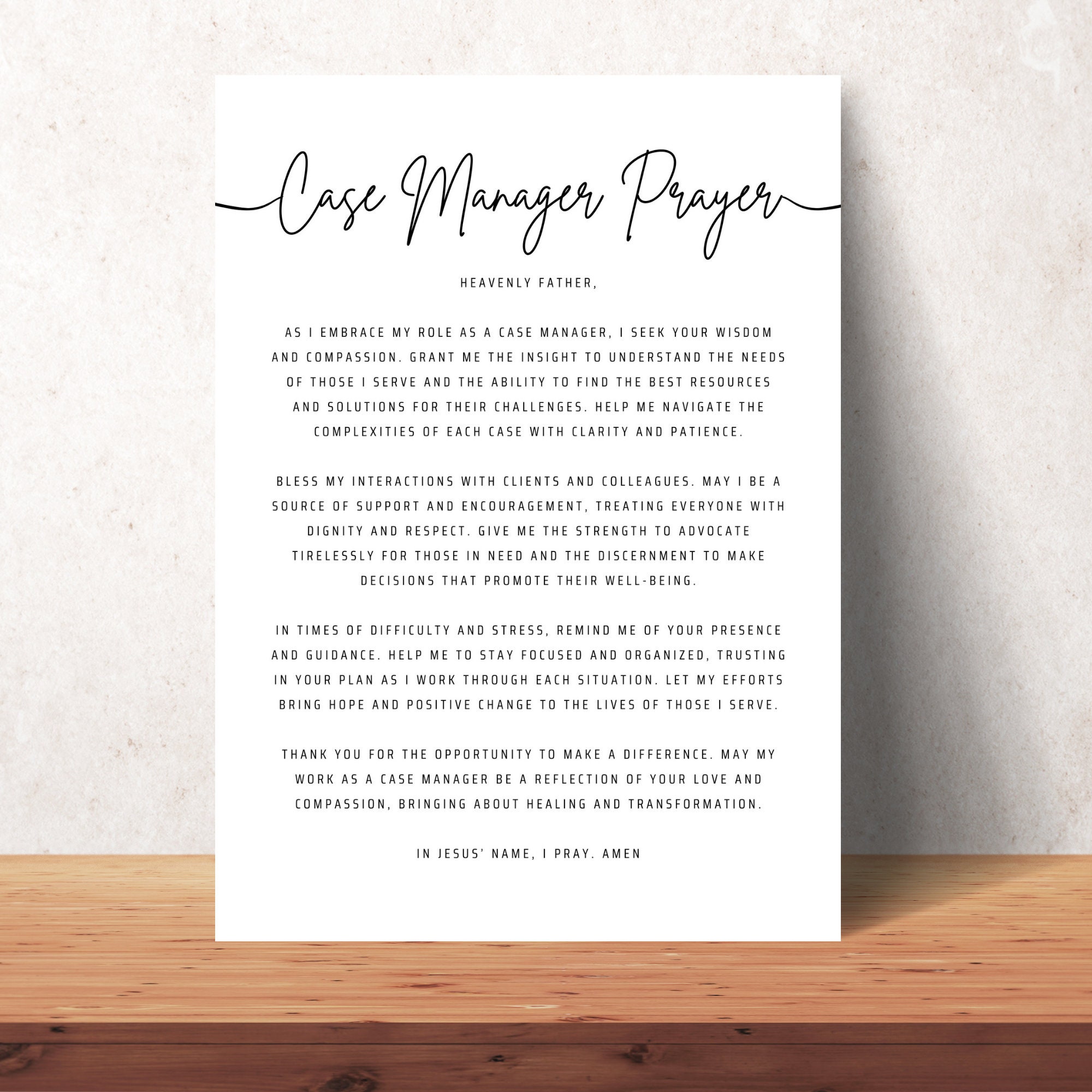 Case Manager Prayer Wall Art Printable Christian Case Management Office ...