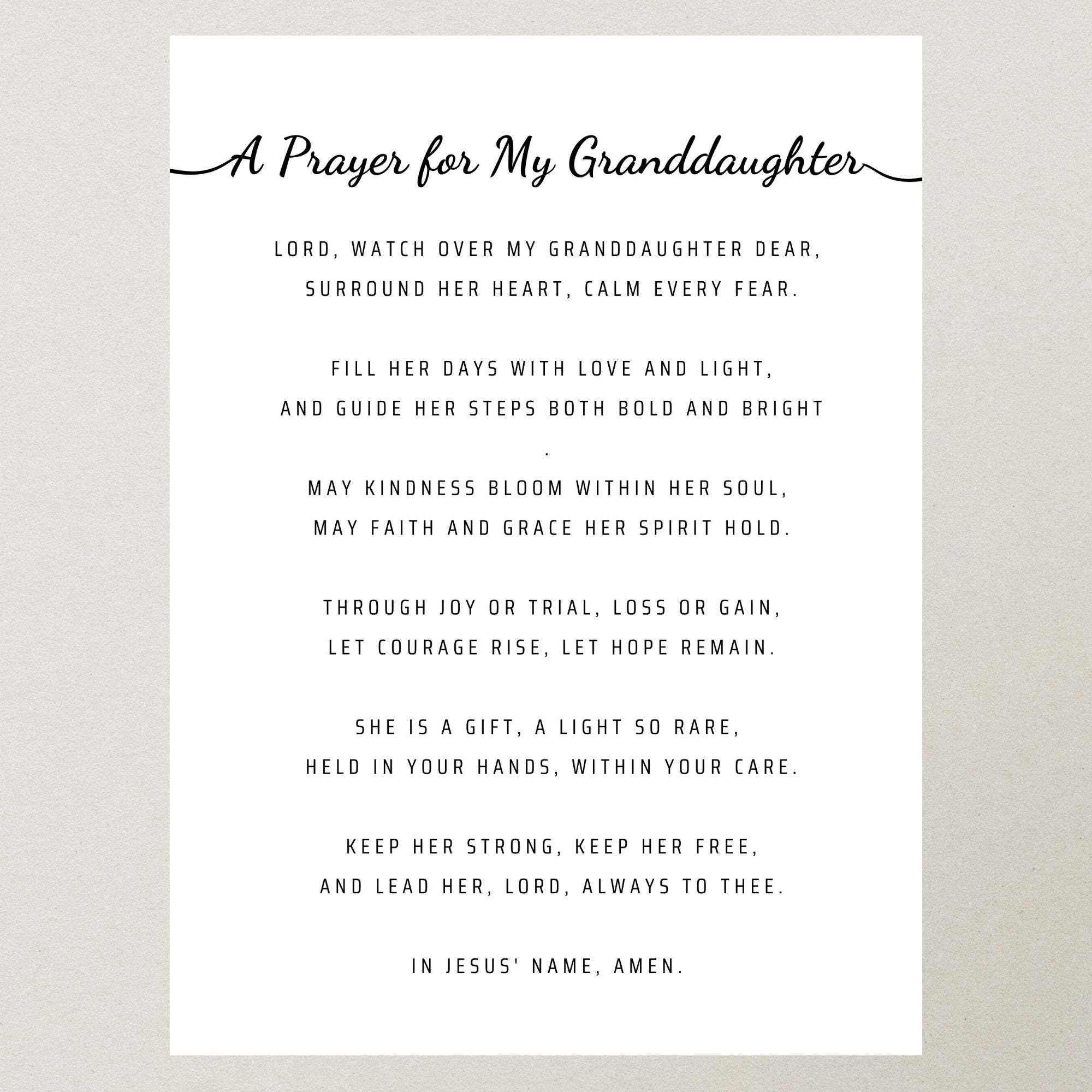 Prayer for My Granddaughter Printable Christian Gift for Granddaughter ...
