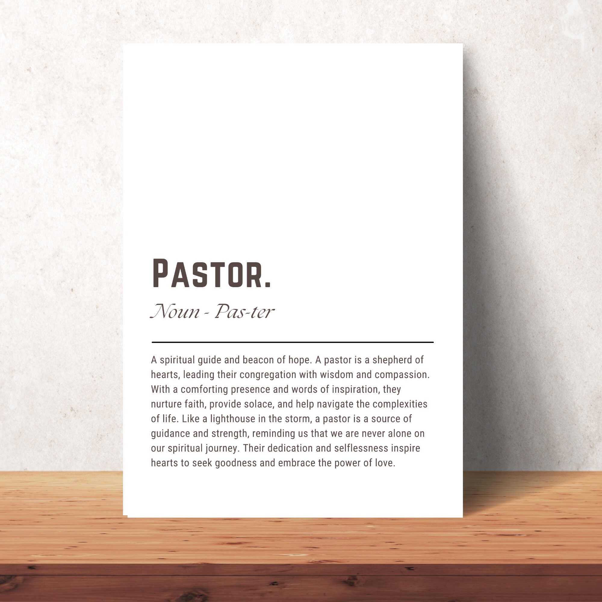 Pastor Definition Print Black & White Minimal Wall Art Best Pastors ...