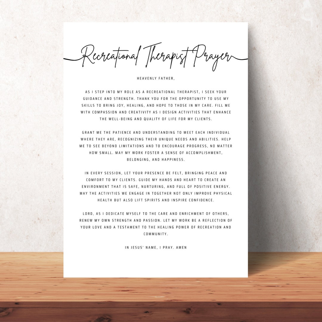 Recreational Therapist Gift Printable Recreational Therapy Prayer Wall ...