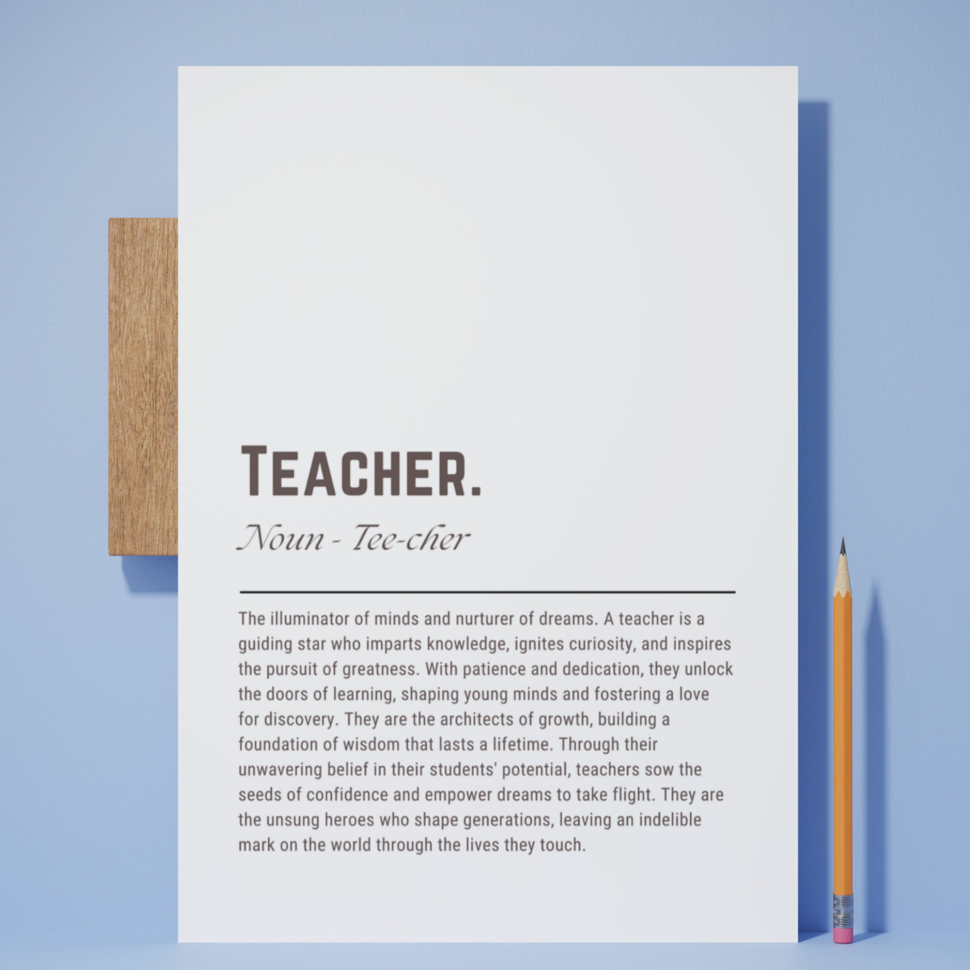 Teacher Definition Print Black & White Minimal Wall Art Best Teachers ...