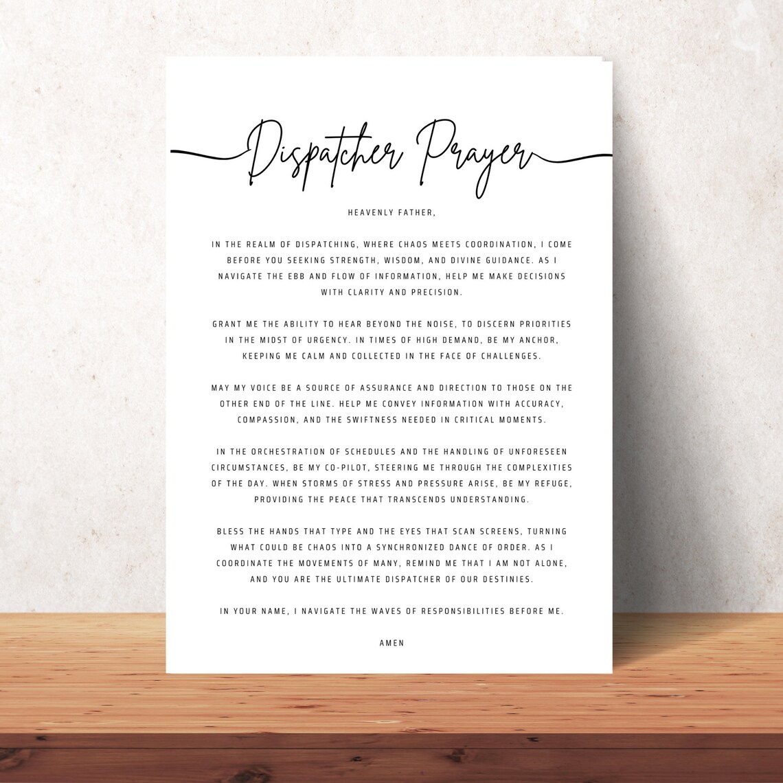 Dispatcher Prayer Printable Wall Art Dispatch Office Decor Christian ...