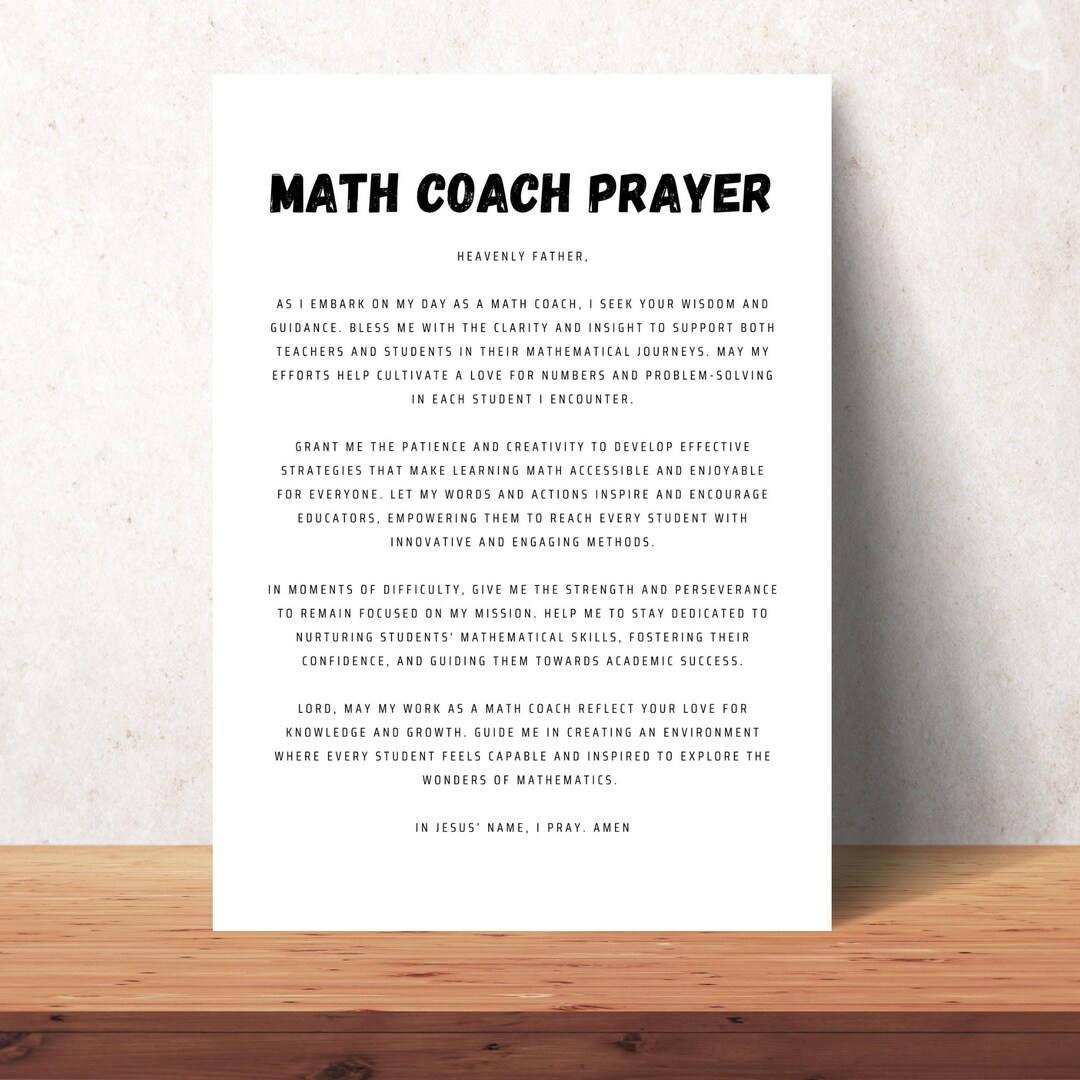 Math Coach Prayer Wall Art Printable Christian Math Coach Office Decor ...