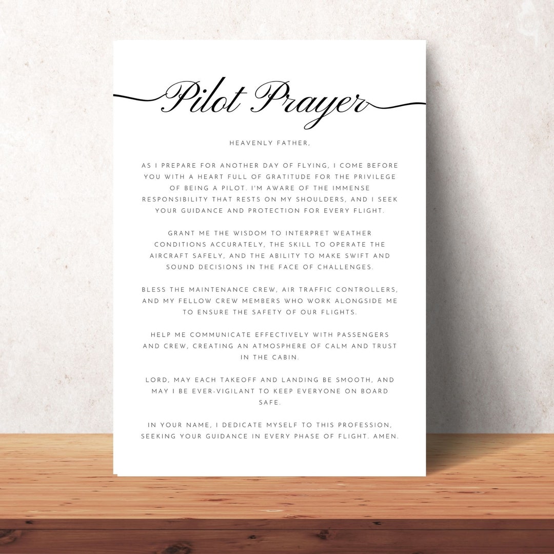 Pilot Prayer Printable Wall Art Christian Aviation Decor Flight Office ...