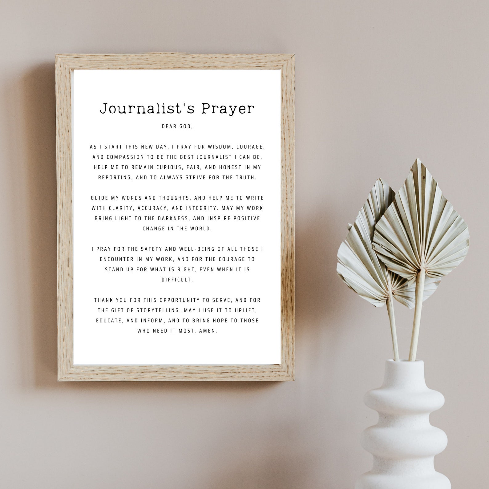 Journalist Prayer Wall Art Printable Christian Journalist Office Decor ...