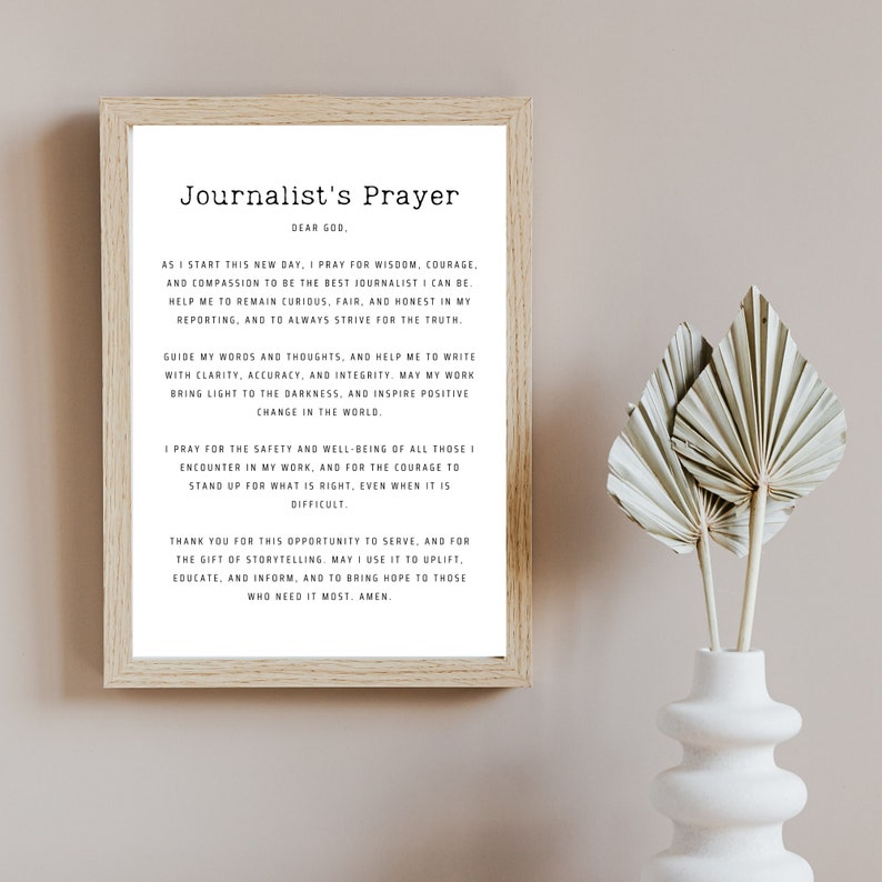 Journalist Prayer Wall Art Printable Christian Journalist Office Decor Newsroom Digital Print ...