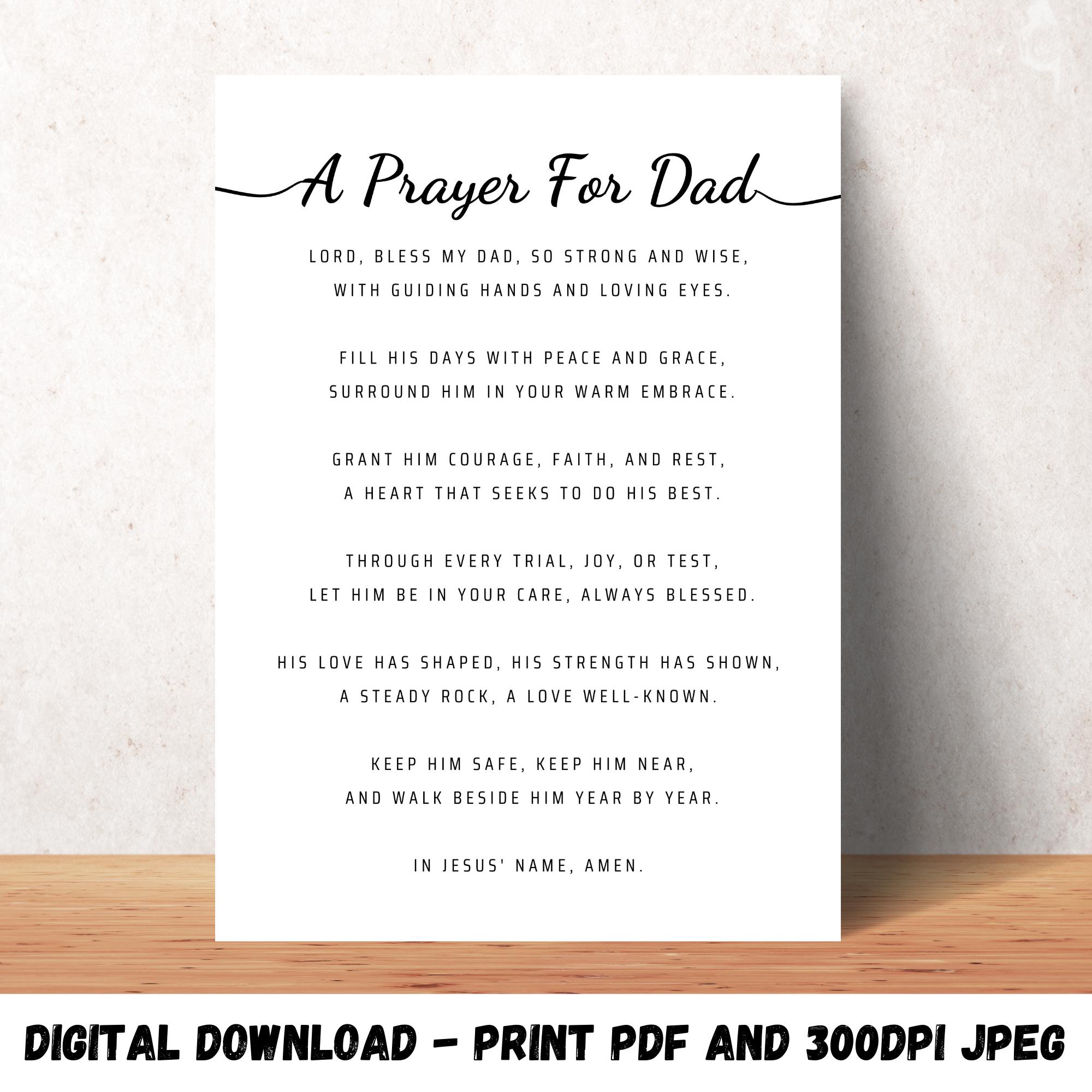 Prayer for Dad Wall Art Printable Christian Father Gift Dad's Blessing ...
