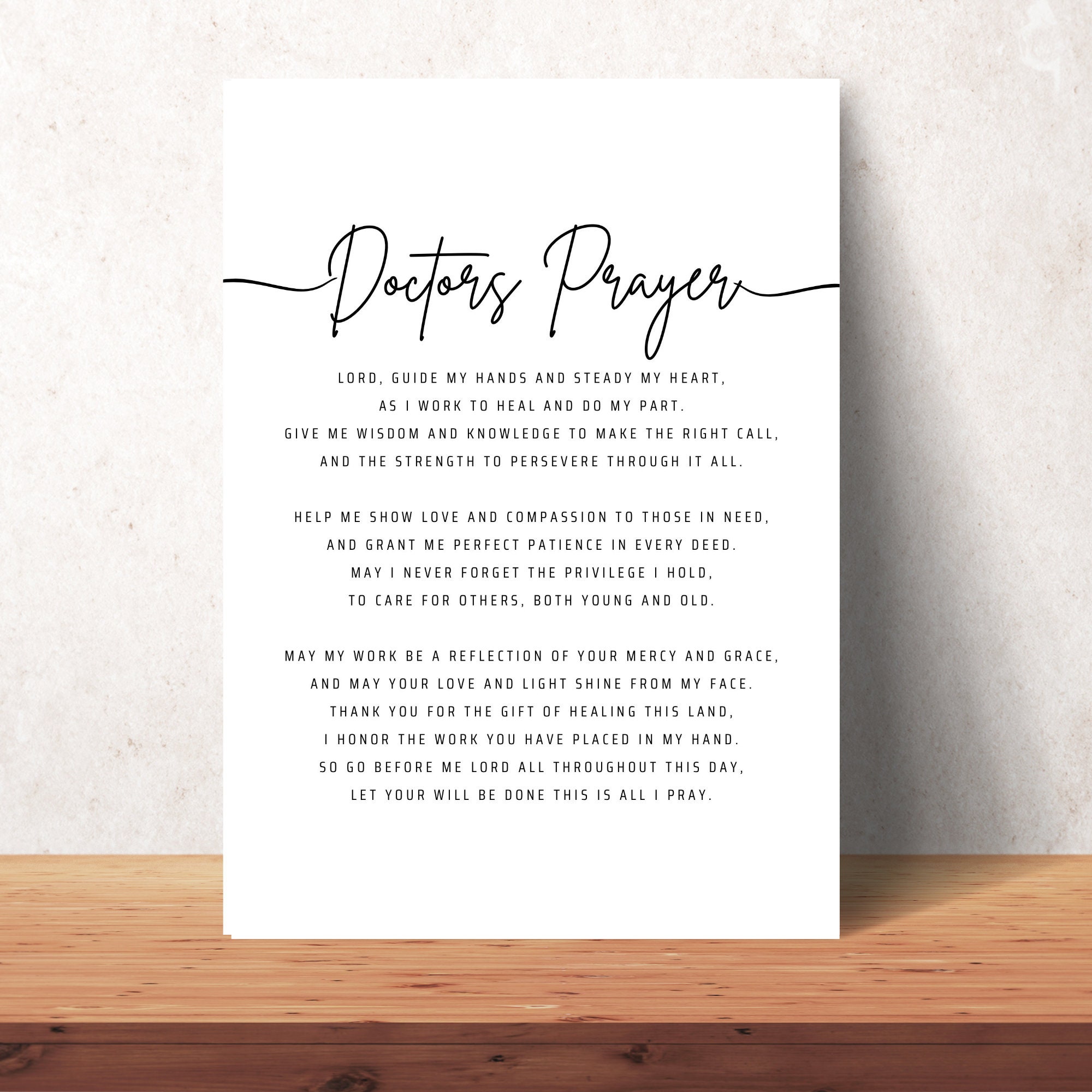 Doctors Prayer Wall Art Printable Christian Home or Office Decor ...