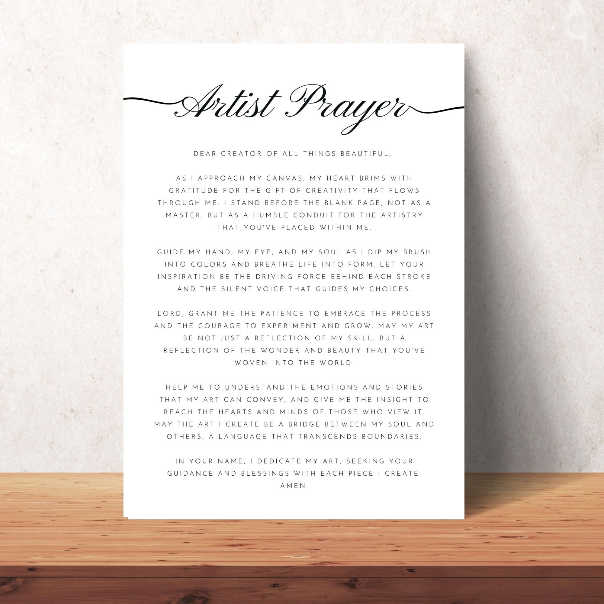 Artist Prayer Wall Art Printable for Home or Office Christian Poster ...