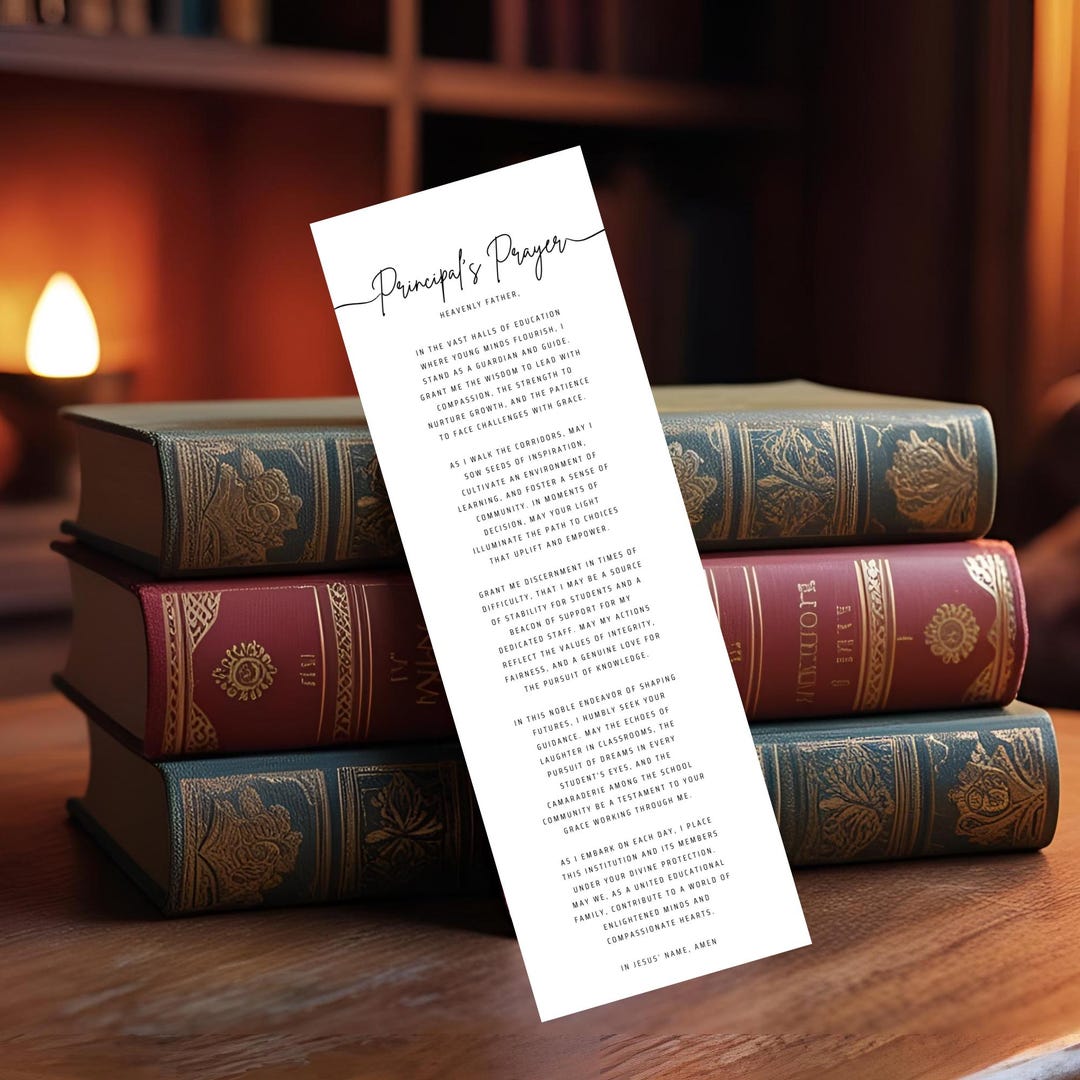 Principal Prayer Bookmark Printable Christian Gift for School Principal ...