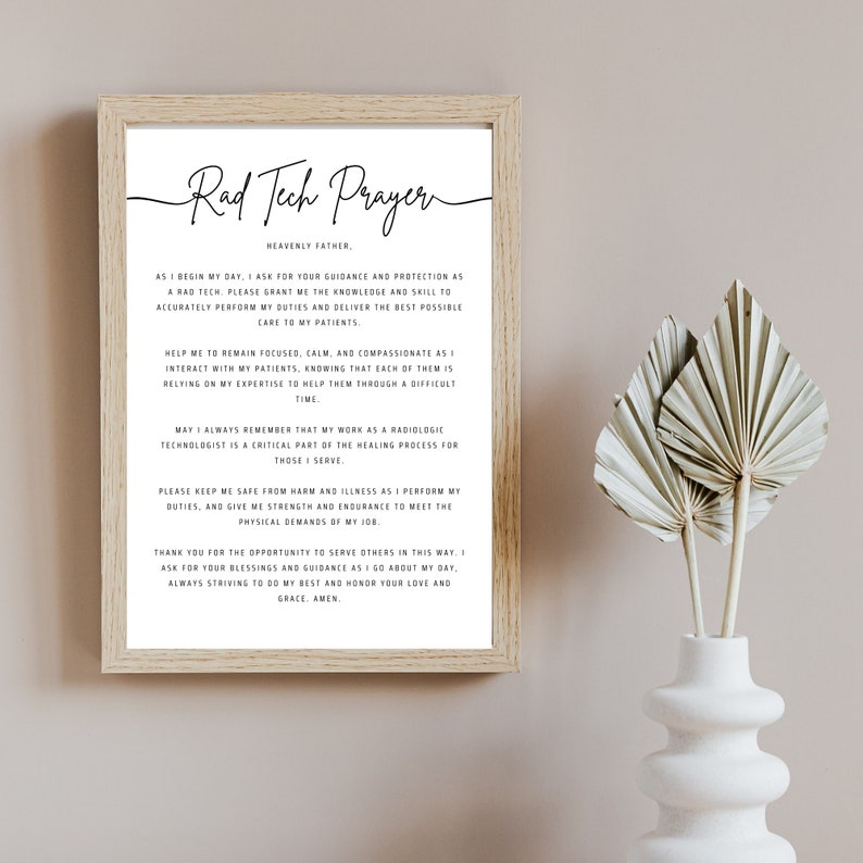 Rad Tech Prayer Wall Art Printable Christian Rad Tech Office Decor ...