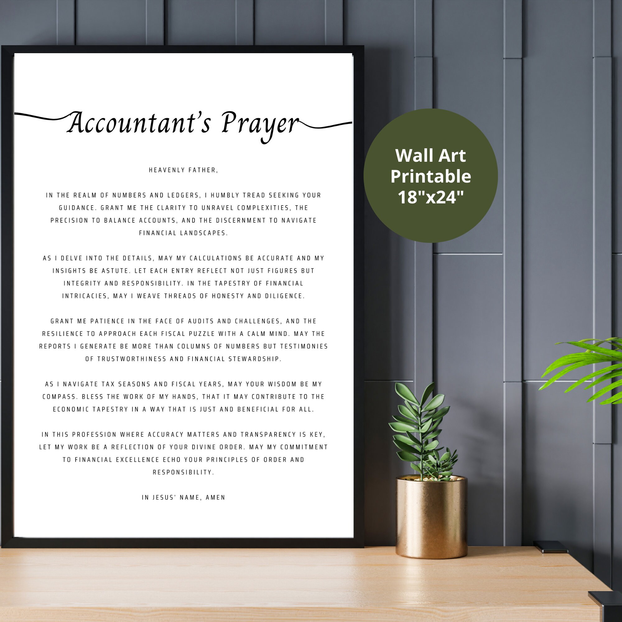 Accountant Prayer Wall Art Printable Christian Poster Accounting Decor ...