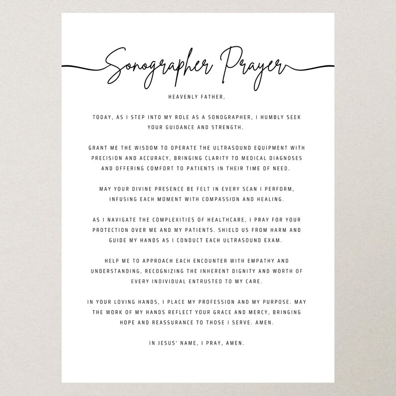 Sonographer Prayer Wall Art Printable Home Decor Office Decor ...