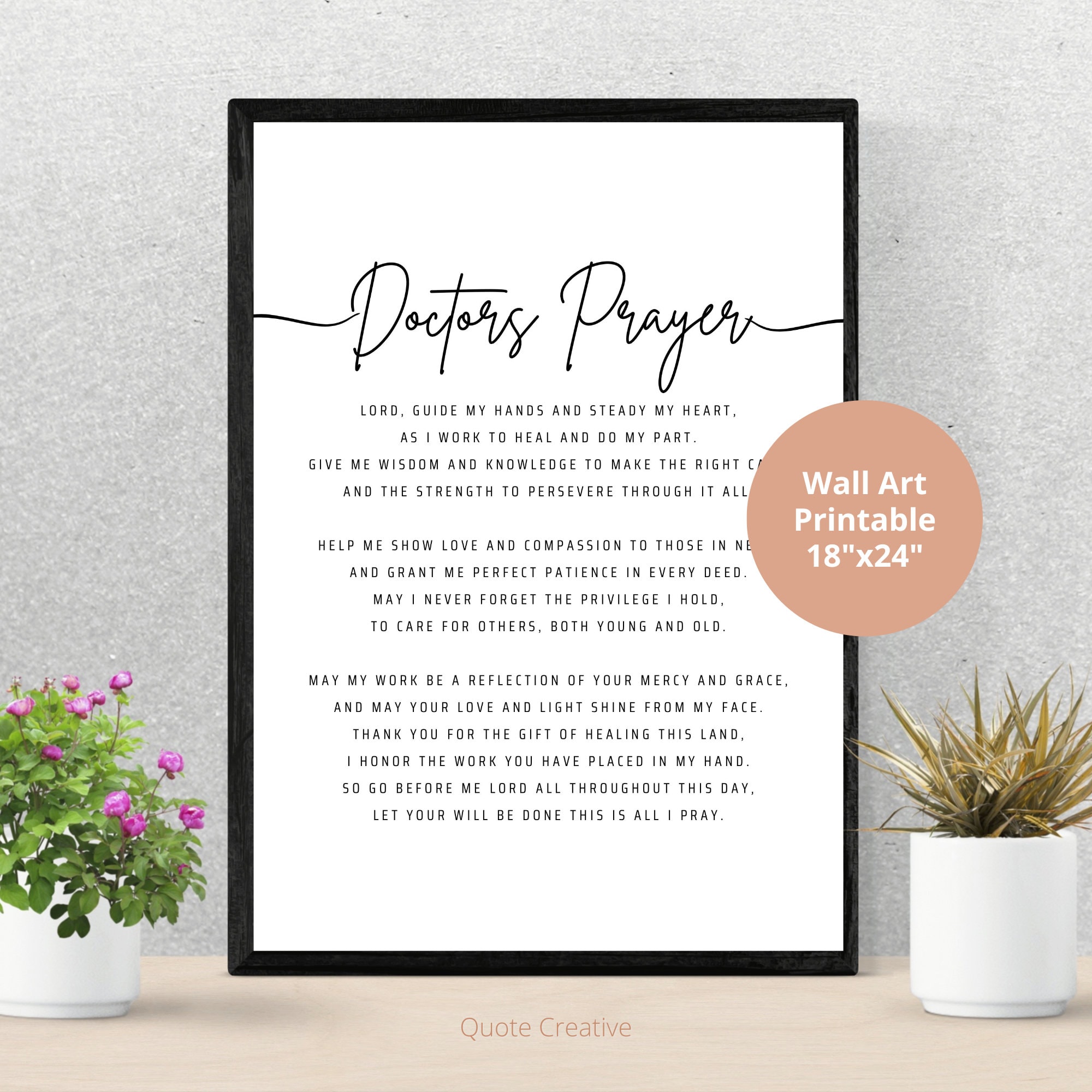 Doctors Prayer Wall Art Printable Christian Home or Office Decor ...