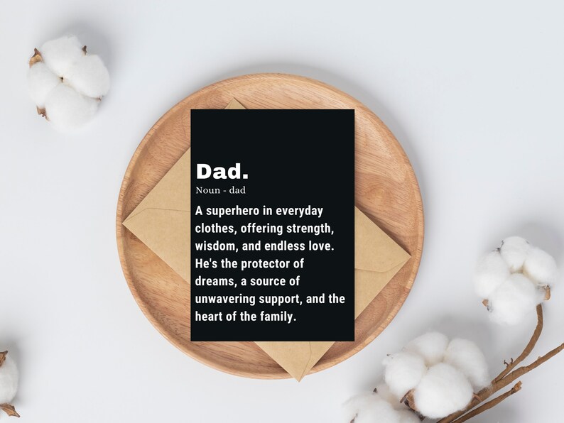 Dad Definition Fathers Day Card Instant Download Greeting Card ...