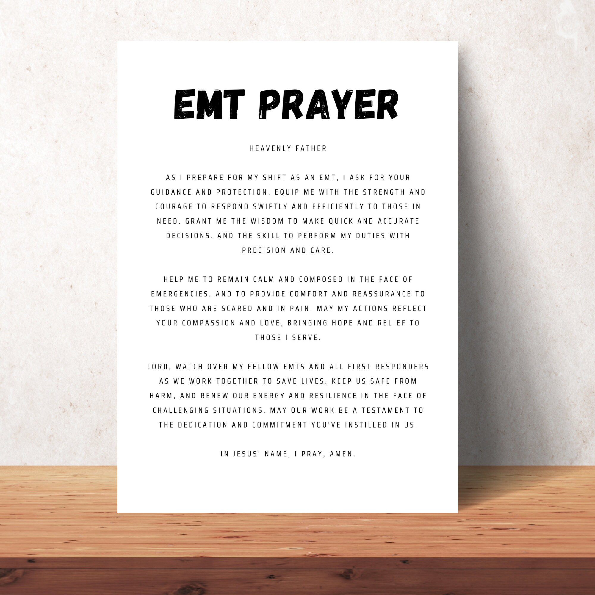 EMT Prayer Wall Art Prints Printable Christian Office Decor Digital ...
