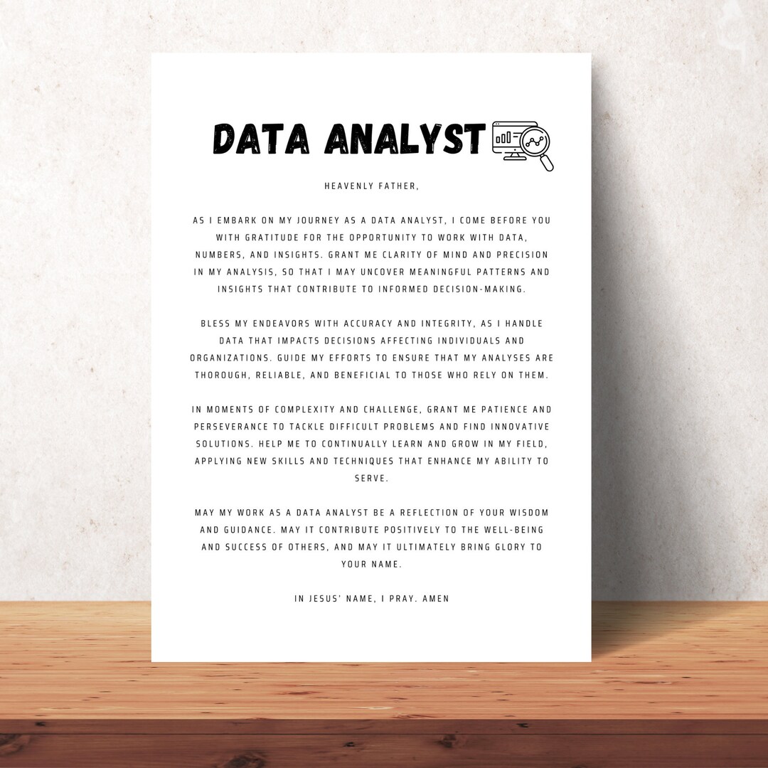 Data Analyst Prayer Printable Wall Art Christian Gift for Data Analyst Office Decor Digital ...