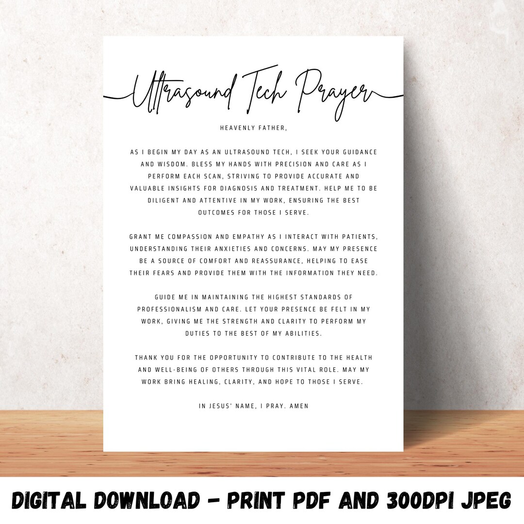 Ultrasound Tech Prayer Wall Art Printable Christian Sonographer Decor ...