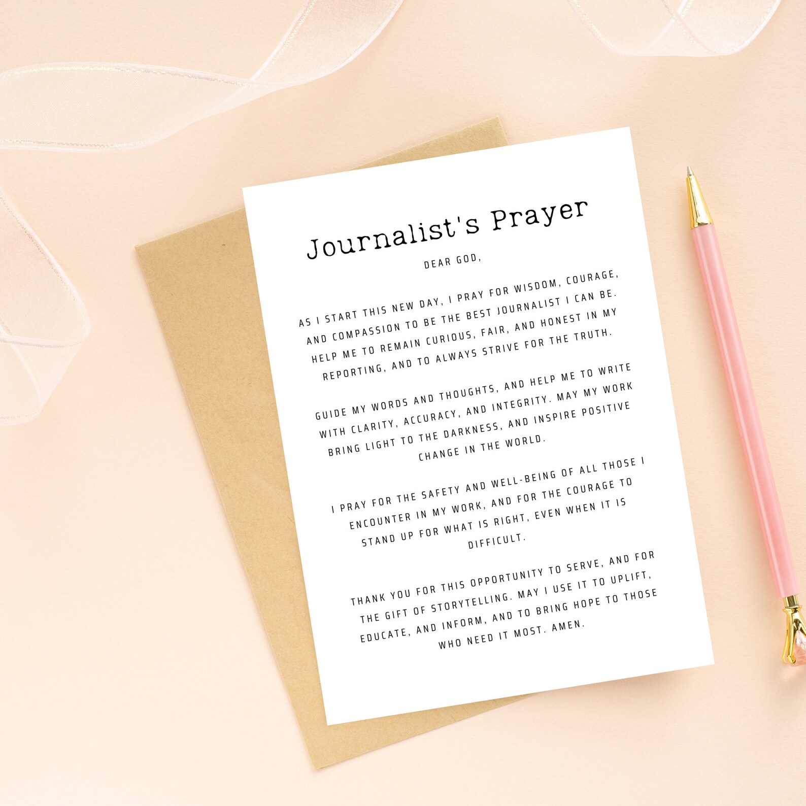 Journalist Prayer Wall Art Printable Christian Journalist Office Decor ...