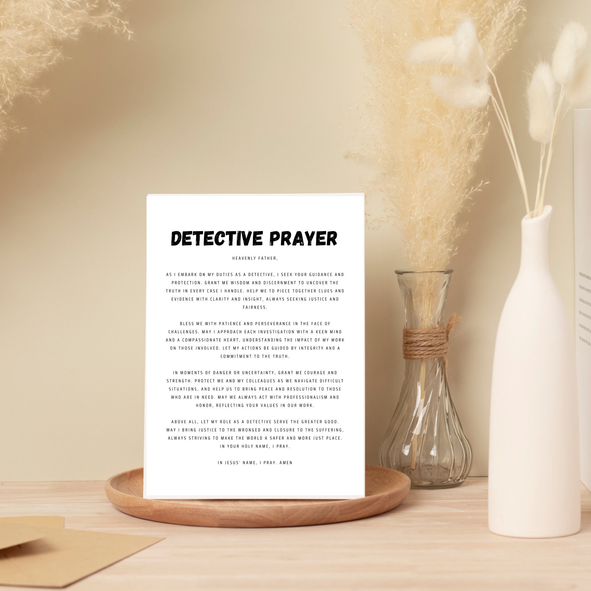 Detective Prayer Wall Art Printable Christian Poster Detectives Office ...