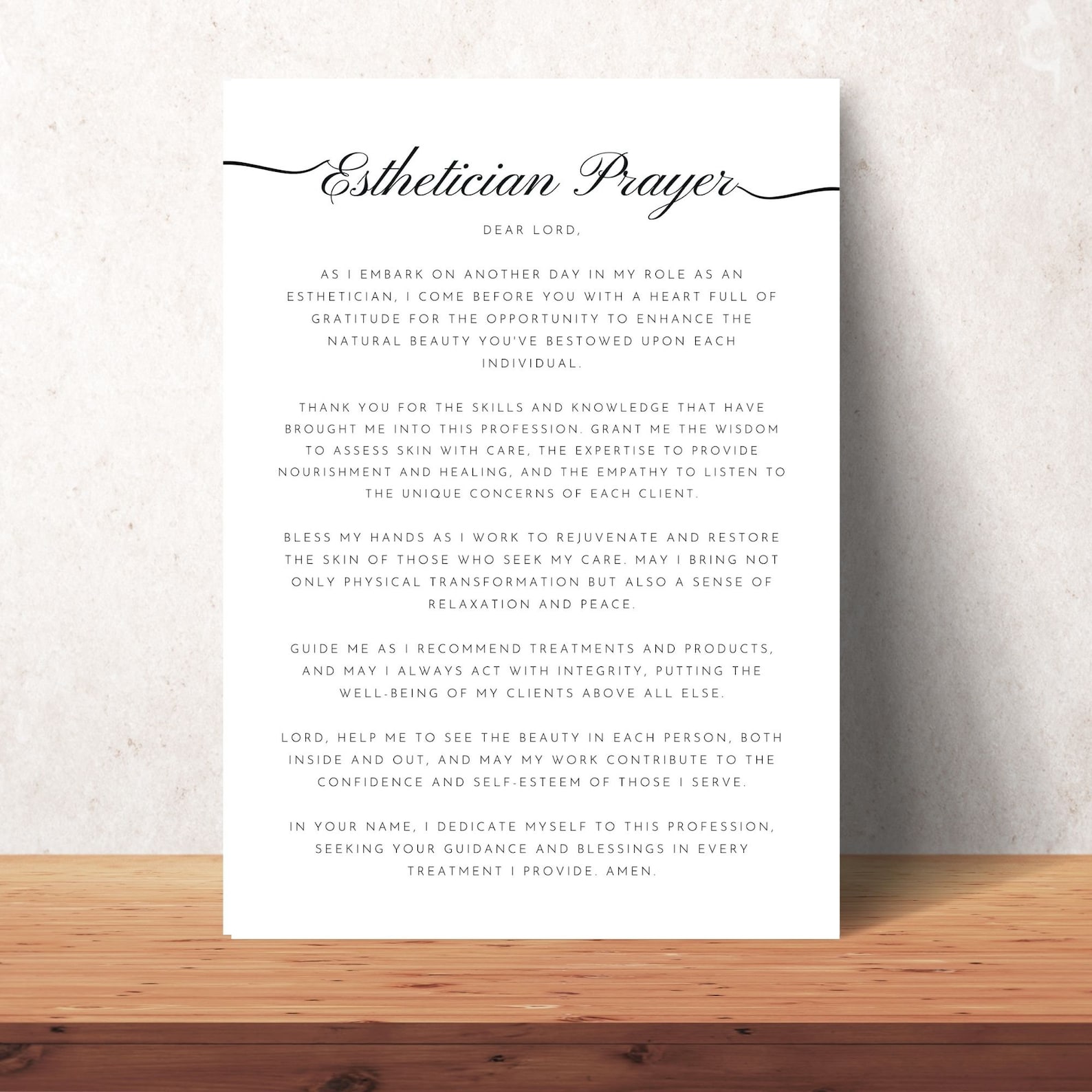 Esthetician Prayer Wall Art Printable - Christian Poster Decor for Home ...