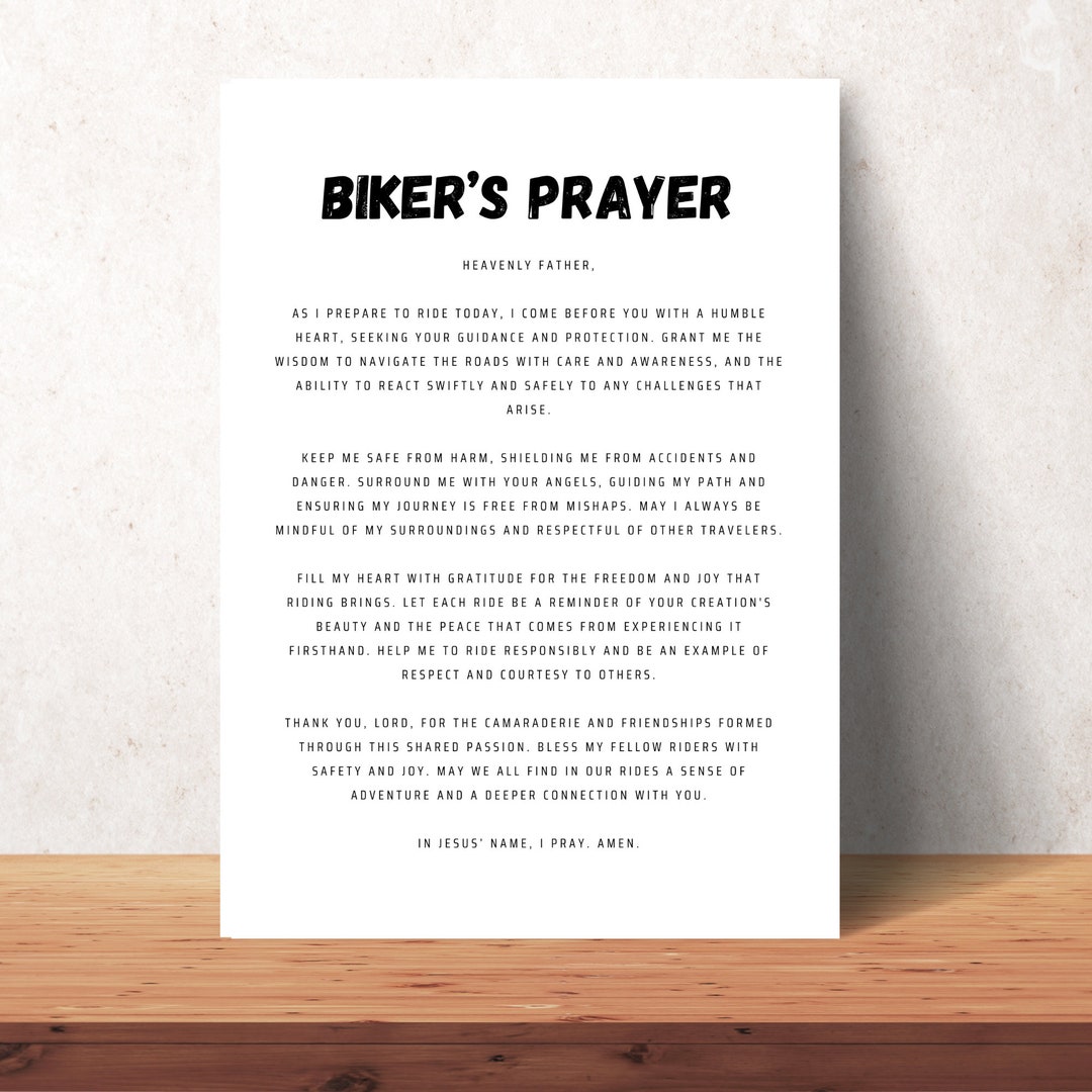 Bikers Prayer Wall Art Motorcycle Rider Gift Printable Biker Decor ...