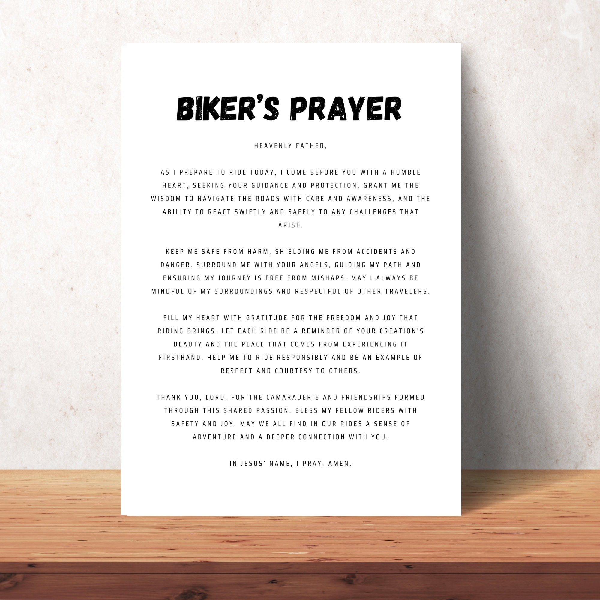 Biker Gift Bikers Prayer Motorcycle Rider Gift Prayer Wall Art Biking ...