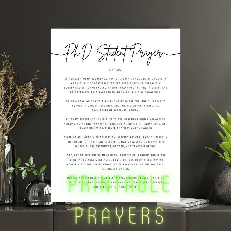 Ph.d. Student Prayer Wall Art Printable Christian Home or - Etsy