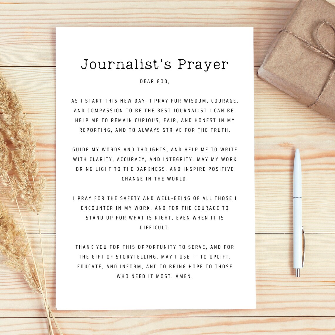 Journalist Prayer Wall Art Printable Christian Journalist Office Decor ...