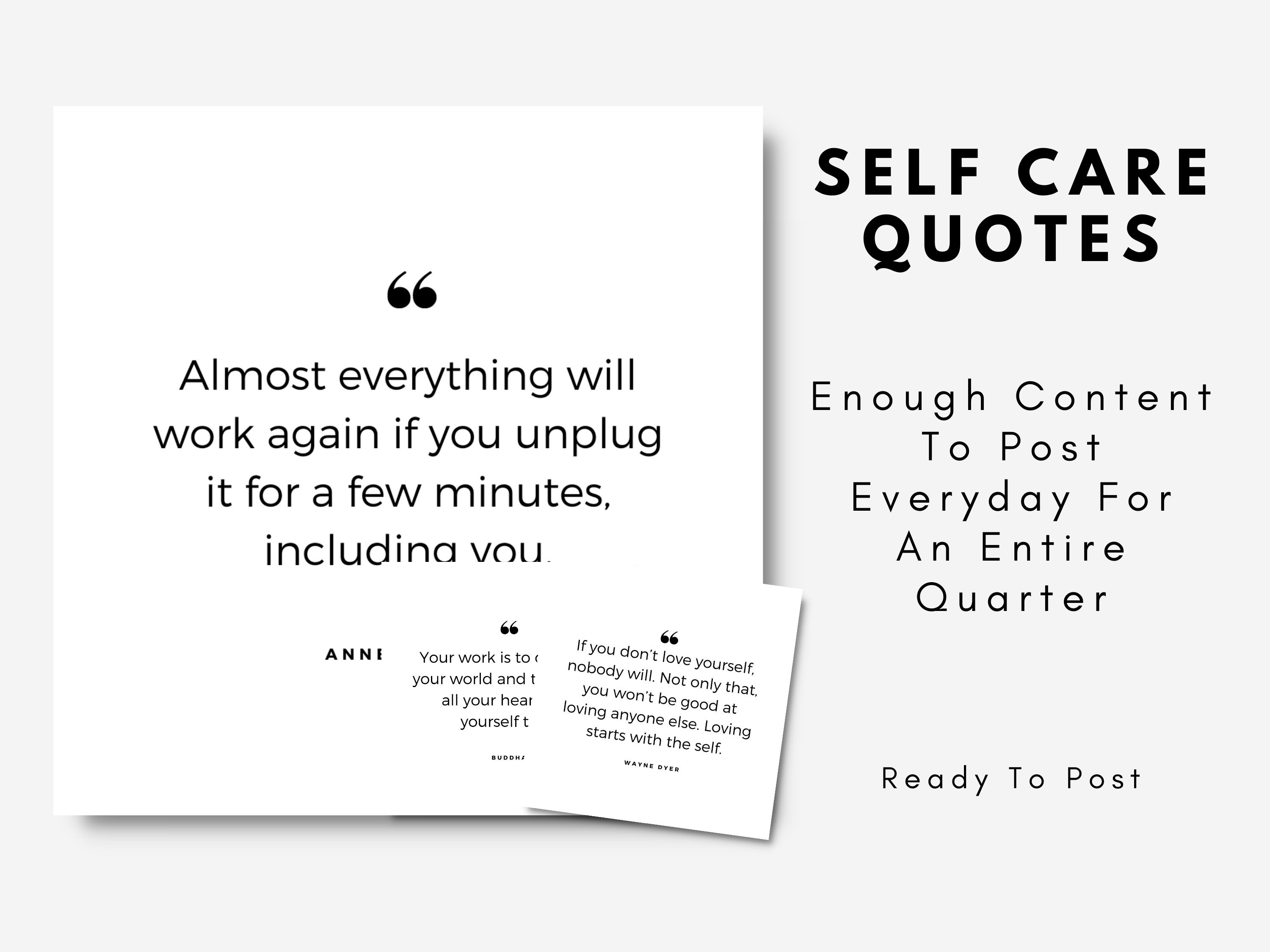 Self Care Quotes for Motivational, Minimalist Instagram Posts, 100 ...