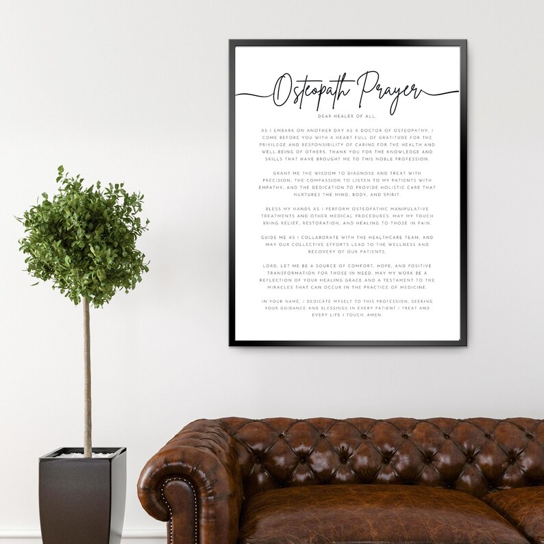 Doctor of Osteopathy Wall Art Printable Prayer Office Decor Digital ...