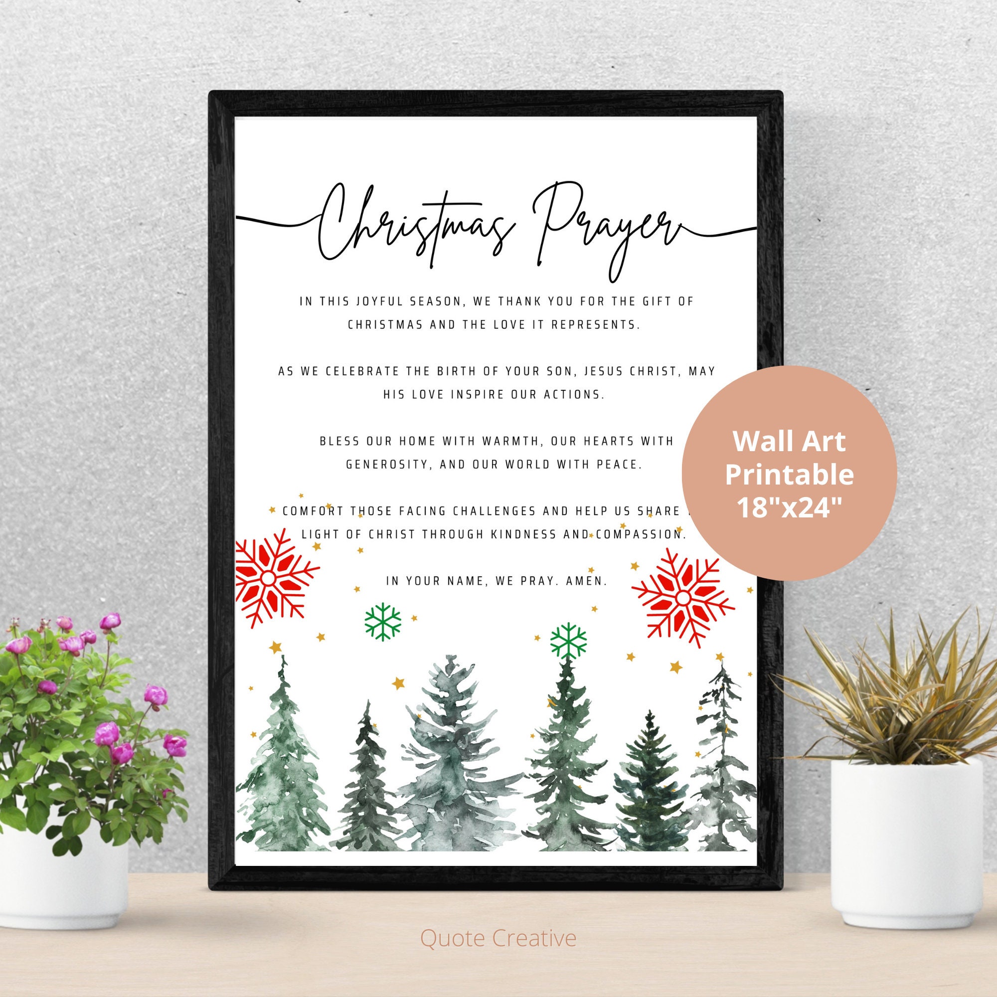 Christmas Prayer Wall Art Printable Christian Poster Decor Christmas ...
