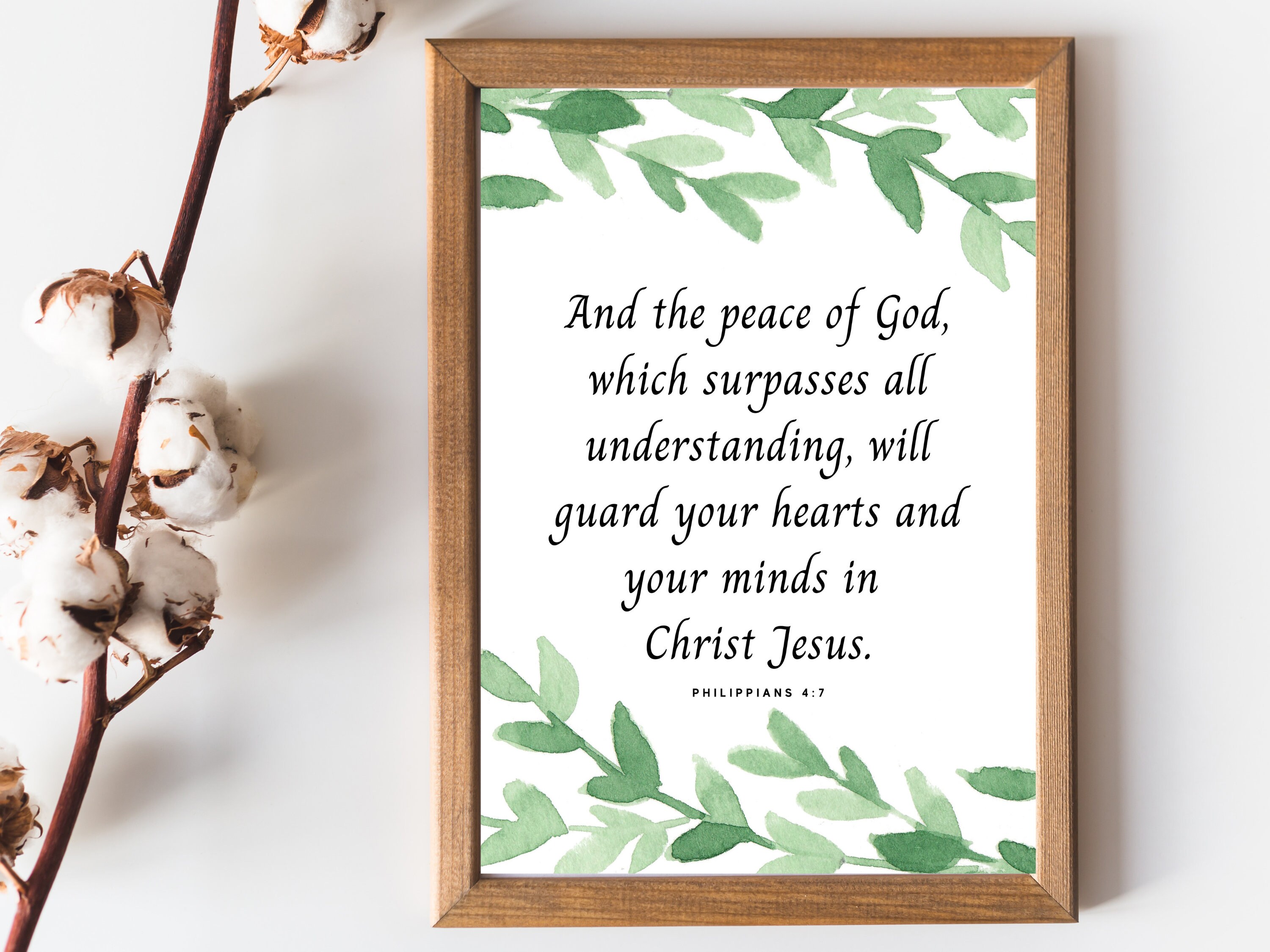 Philippians 4:7 Bible Verse Wall Art Printable Watercolor Scripture ...