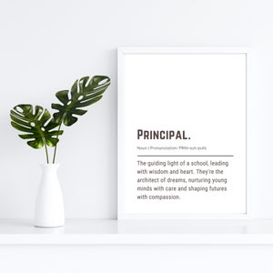 Principal Definition Printable Poster Christian Principal Office Decor ...