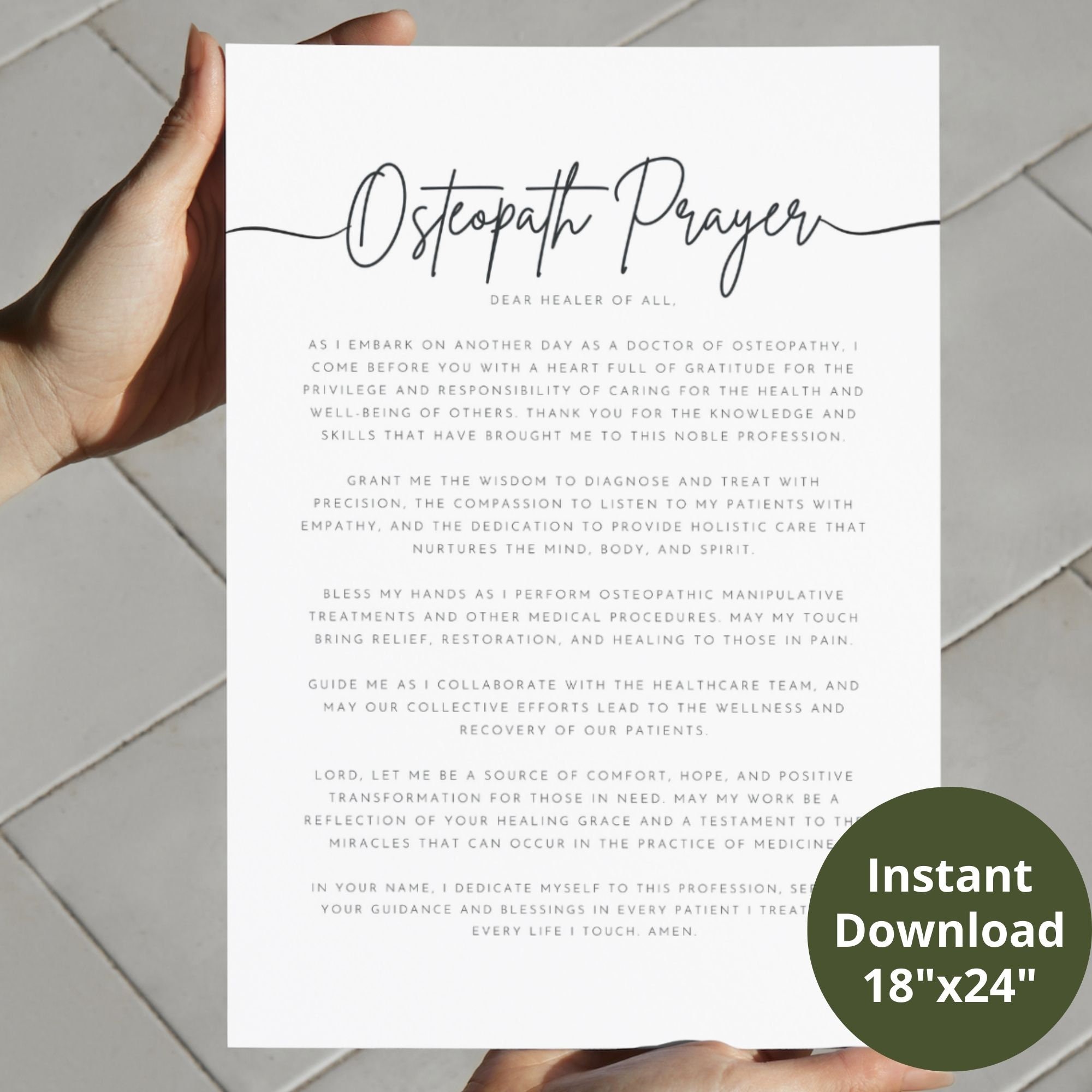 Doctor of Osteopathy Wall Art Printable Prayer Office Decor Digital ...
