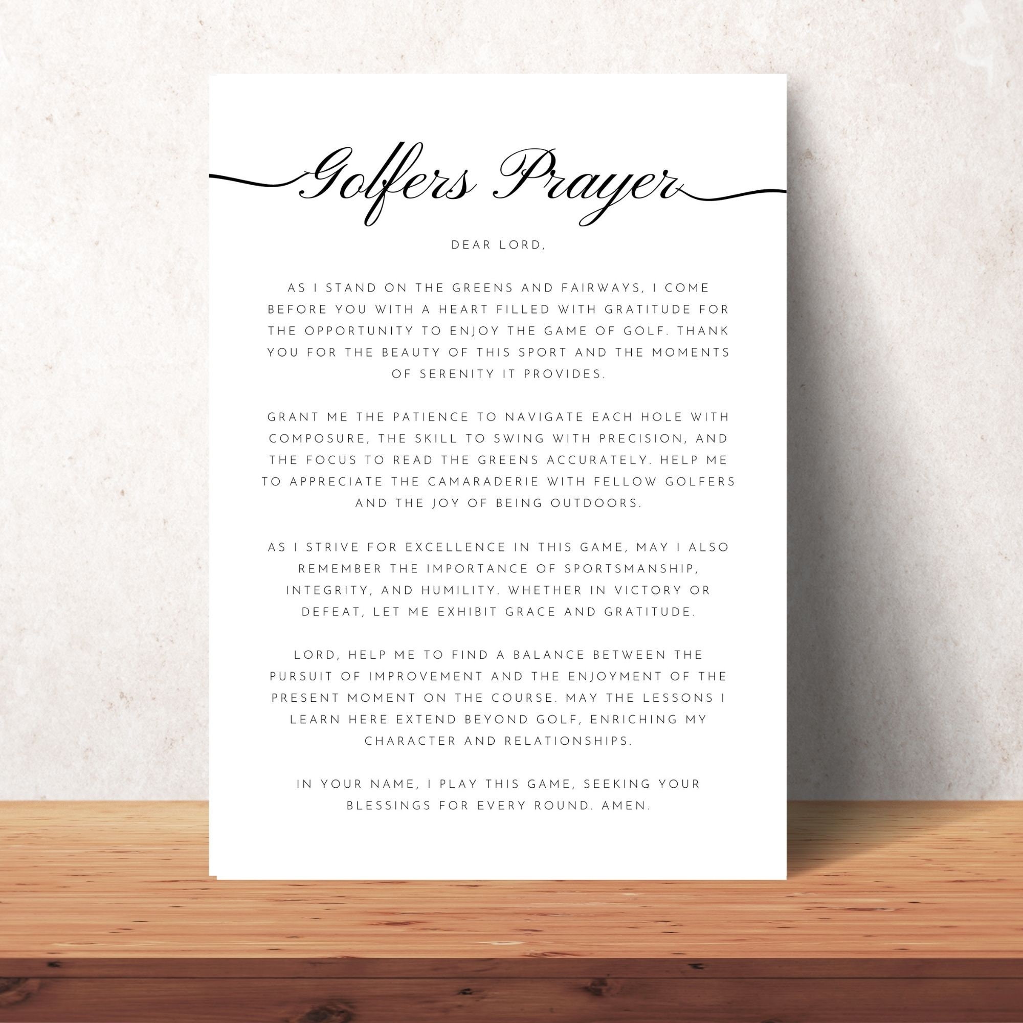 Golfers Prayer Wall Art Printable for Home or Office - Christian Poster ...