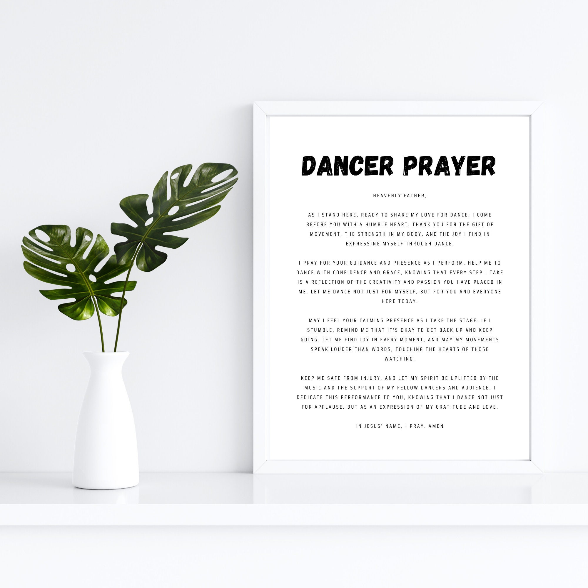 Dancer Prayer Printable Wall Art Prints Studio Decor Christian Poster ...