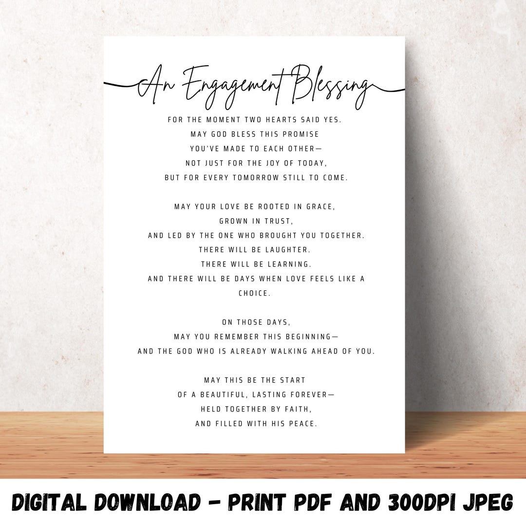 Engagement Blessing Printable Christian Wall Art Faith-based Couple ...