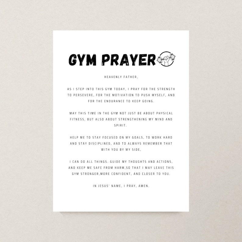 Gym Studio Prayer Wall Art Printable Christian Home or Office Decor ...
